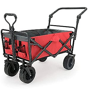 Suuim Collapsible Folding Wagon, Utility Carts Folding Wagon Multifunctional Foldable Camping Cart, 12 Bearing Universal Wheel Trolley, Seat Belt Design, 4