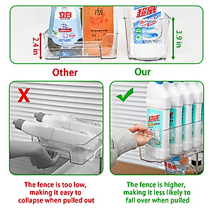 14.8" Deep 2 Tier Bathroom Storage Organizer, 4 Pack Clear Under Sink Organizers Vanity Countertop Storage Container, Medicine Cabinet Drawers Bins, Pull-Out Organization with Track for Pantry,Kitchen