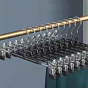 Pants Hangers with Clips 30 Pack, Clothes Hangers with Adjustable Clips, Space Saving Skirt Hangers for Women Metal Pants Hangers for Jeans Kids Clothes and More,12Inch (20)