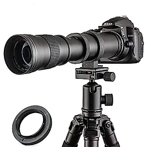 JINTU 420-800mm f/ 8.3-F16 Manual Telephoto Camera Zoom Lens for Canon EOS DSLR Cameras 4000D 90D 60D, 70D 77D, 70D,80D, 850D 650D, 750D, 7D, T7i, T7s, T7, T6s, T6i, T6, T5i, T5, SL2 SL1 Digital