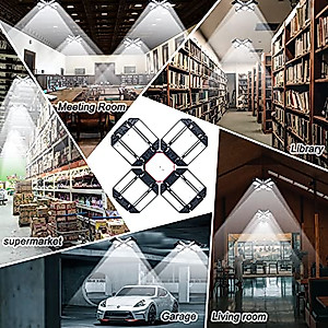 LED Garage Lights, 180W 18000 LM Deformable LED Garage Ceiling Lights with 12 Adjustable Panels, E26 E27 LED Shop Lights for Garage, Basement, Barn, Workshop, 6500K LED Bay Light