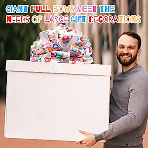 Retrowavy 2 Pcs 16 Inch Large Birthday Pull Bow for Present Gift Wrapping Birthday Bows Giant Gift Bow for Car Colorful Car Ribbon Bow for Birthday Party Holiday Gifts Presents