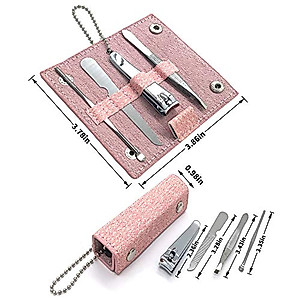 Manicure kit, Mini Manicure Set,Travel Manicure Set,Nail Clippers for Women,Travel Nail Kit,Nail Clipper Set,Professional Fingernail and Toenail Clipper Set,Travel Manicure Grooming Kit Gift (Pink)