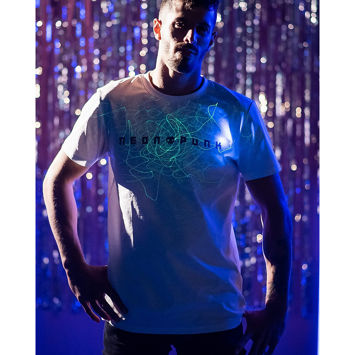 NeonPunk Magical Interactive Glow in The Dark T Shirt with Light Pen - Adult X-Large