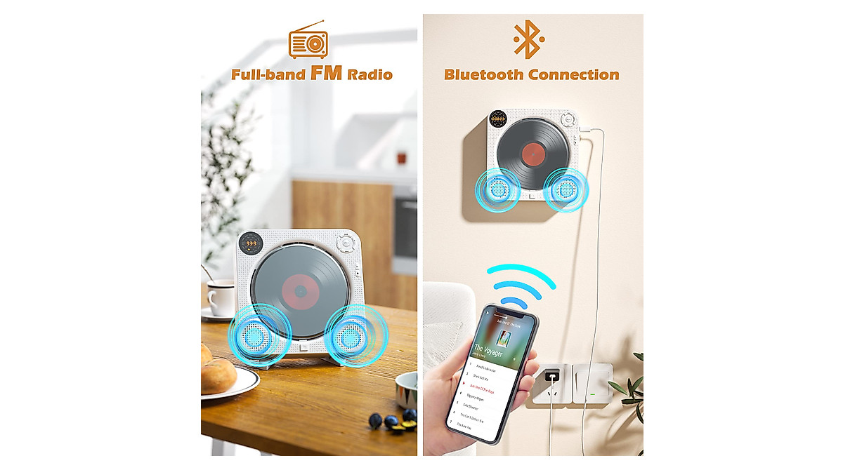 CD Player Portable, Bluetooth CD Player with Speakers Wall CD Player ...
