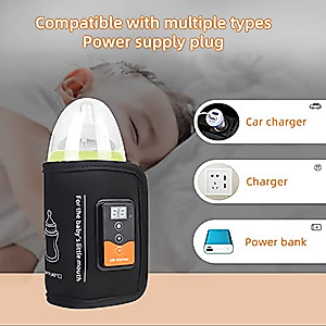 TOWOOZ Bottle Warmer, Baby Bottle Warmer USB Charging Easy to Operate Milk Warmer with LCD Digital Display Screen Lightweight Portable Bottle Warmer (Type 1)