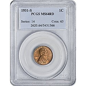 1931-S Lincoln Cent MS64RD PCGS