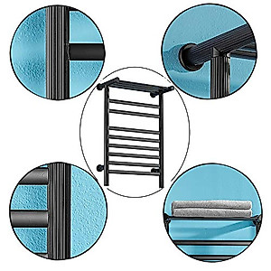 Bathroom Towel Warmer Electric Heated Towel Rack, Matte Black Towel Warmer Bathroom 304 Stainless Steel Electric Towel Rack Radiator Wall Mounted 89W Heated Towel Rail with Waterproof LED Switch, Bath