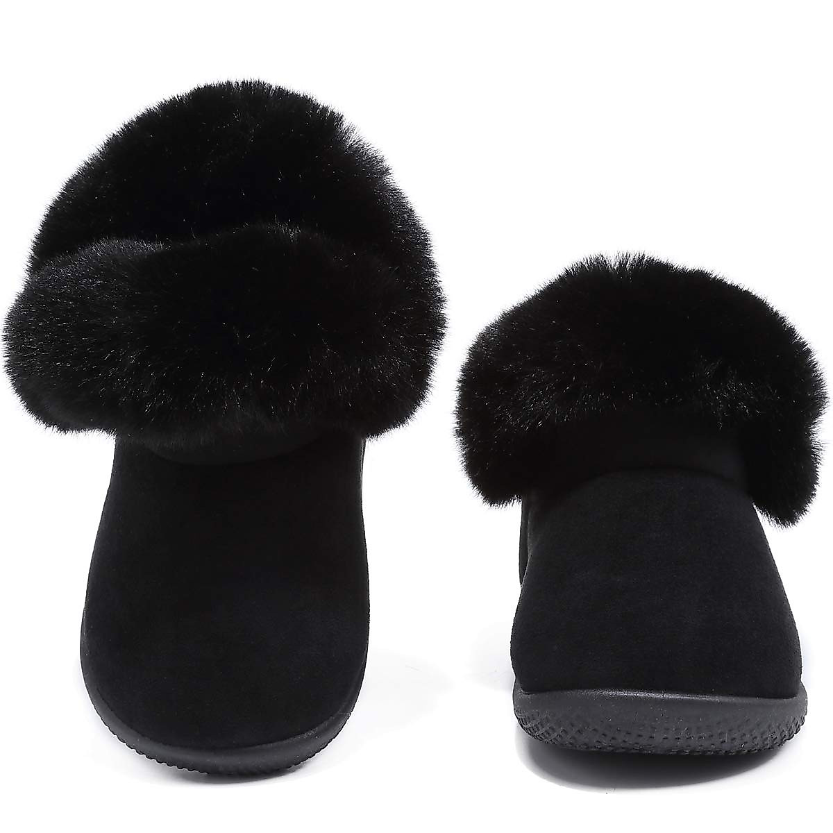 KEESKY Toddler Boots for Girls Suede Warm Fur Lined Ourdoor Footwear Black Size 3.5 M Toddler