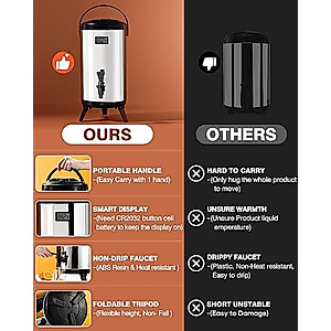 WantJoin Insulated Beverage Dispenser-75 Cup Hot&Cold water Urn for Catering-Stainless Steel Premium 12 L/3.2 Gallon Hot Drink Dispenser with Spigot for Coffee & Hot tea,Cold Milk,Water,Juice(Silver)