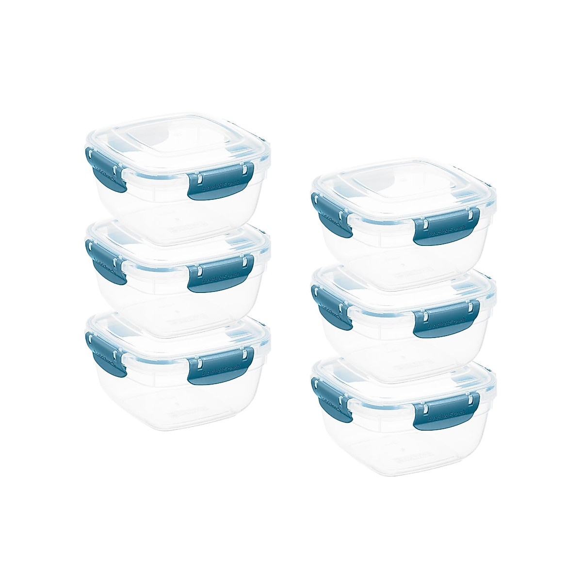 Superio Plastic Food Storage Containers with Airtight Lids, 6 Pack- 30 Oz, BPA Free, Leakproof, Stackable, Microwave, Dishwasher, Freezer Safe, Blue