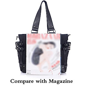 RainboSee Women Punk Rivet Handbag Purse Canvas Tote Shoulder Crossbody Bag Large Capacity Satchel Black