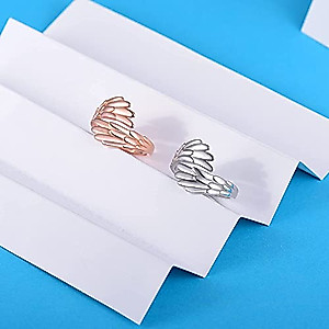 IOHUPCI Feather Angel Wings Adjustable Dainty White Gold Plated Sterling Silver Open Ring for Women/Men//Teens Gifts (Rose Gold)