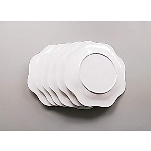 LOK-OSEMILE Melamine Dinner Plates Set for 6, 11 inch Dinner Dishes Set for Indoor and Outdoor Use, White