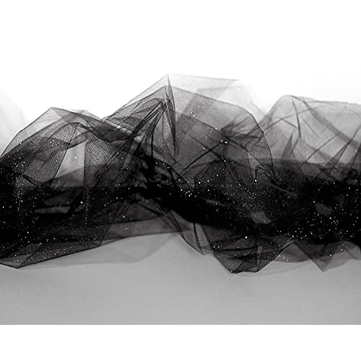 TCDesignerProducts Black Glitter Tulle Wedding Decorating Fabric, 54 Inches x 40 Yards