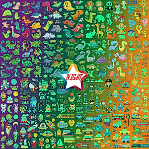 EGMBGM 30 Sheets Animals Glow in The Dark Temporary Tattoos For Kids Boys Girls Teens, Dinosaur Construction Pirate Space Astronaut 3D Glowing Fake Glitter Luminous Tattoo Stickers Toddler Children