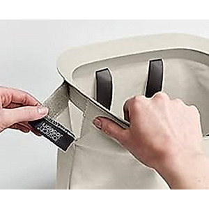 Joseph Joseph Tota 90-liter Laundry Hamper Separation Basket with lid, 2 Removable Washing Bags with Handles- Ecru