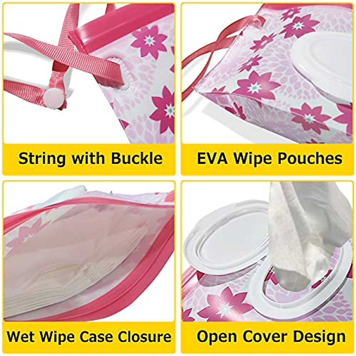 Portable Wet Wipe Pouch [3-Pack] – Entyle Reusable & Refillable Baby Wipe Dispenser, Eco Friendly Travel Diaper Wipe Carrying Case Holder for Travel-Pouch Carries (Pink)