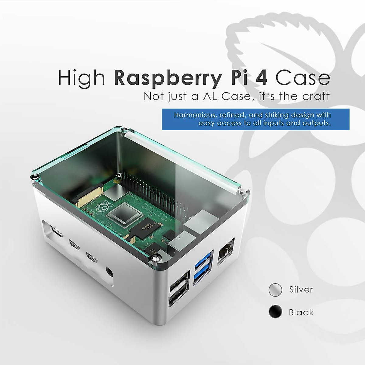 anidees Aluminum Extra High Pi case for Raspberry Pi 4 Model B – Black(AI-PI4-BB-H)