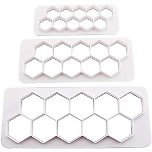 Longdex Hexagon Multi Cutter 3 Sizes White Hexagon Cookie Cutter Football Cake Fondant Cake DIY Decorative Mold
