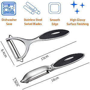 Potato, Vegetable, Apple Peelers for kitchen, Fruit, Carrot, Veggie, Potatoes Peeler, Y-Shaped and I-Shaped Stainless Steel Peelers, with Ergonomic Non-Slip Handle & Sharp Blade, Good Durable (2PCS)