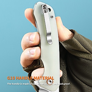 SUMACO Pocket for Men Knife D2 Steel & G10 Handle 3.54" Blade Length Pocket Knives With Clip & Folding Knives - EDC Camping Fishing Outdoor Jade