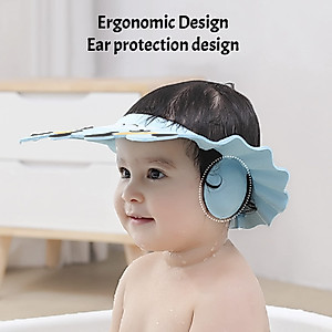 Baby Shower Cap Bathing Protection Adjustable Hair Washing Hat Silicone Bath Head Cap Visor Cap Waterproof Shampoo Cap Soft Bathing Hat for Toddlers Kids Baby 0-6 Years