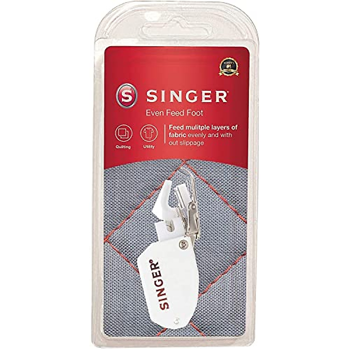 SINGER | Even Feed/Walking Presser Foot - Fork, Perfect for Matching Stripes & Plaids, Quilting & Sewing with Pile Fabrics - Sewing Made Easy