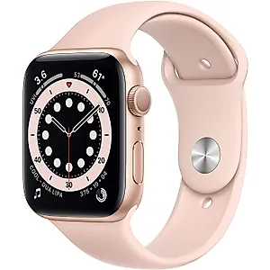 Apple Watch Series 6 (GPS, 44mm) - Gold Aluminum Case with Pink Sand Sport Band (Renewed)