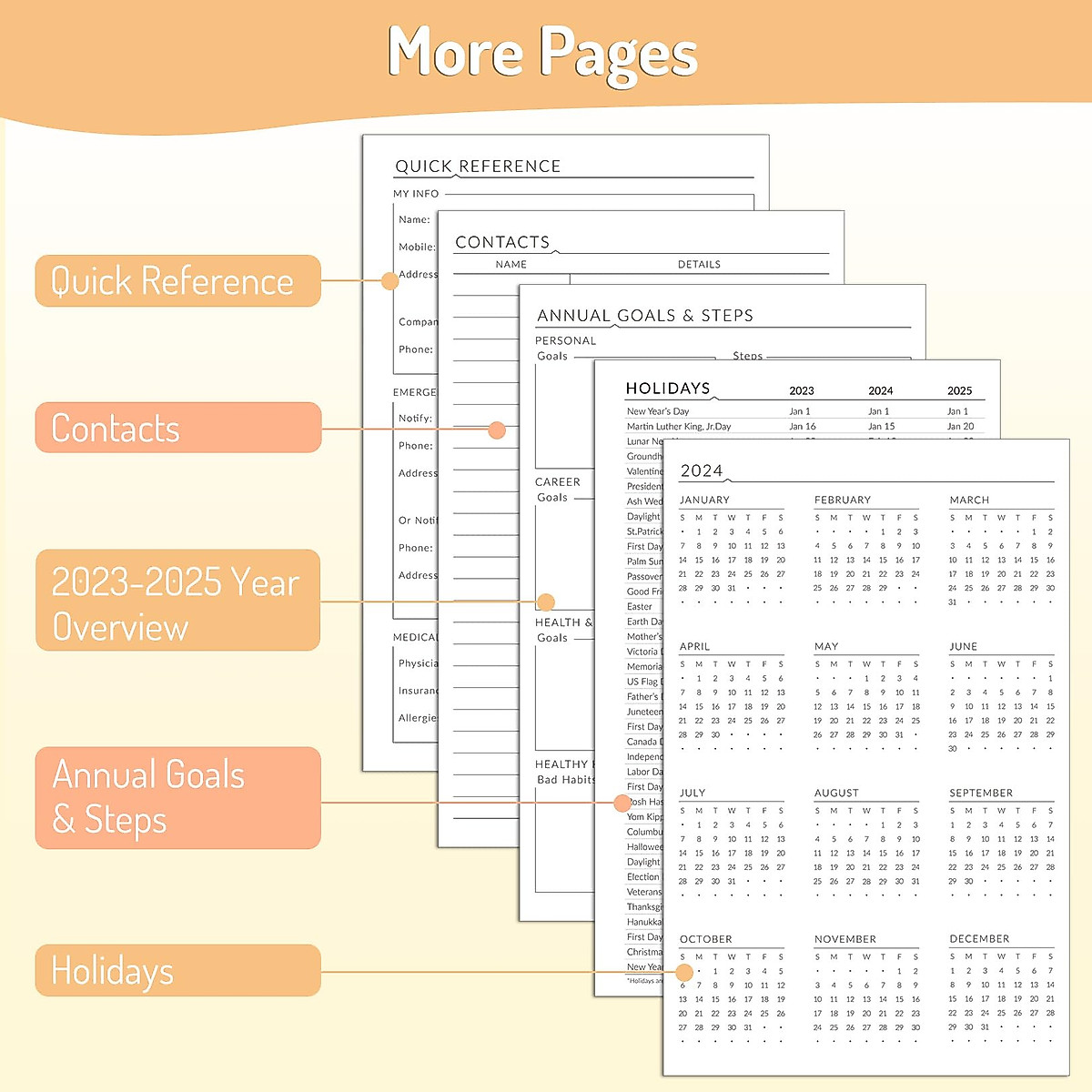 Forvencer 2024 Planner, Daily, Weekly & Monthly Planner 2024-2025 Academic Year, Durable Hardcover Weekly Planner for Work, School, Home, Start Anytime, A5(5.8'' x 8.3''), Dark Green