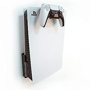 Monzlteck Wall Mount Holer for PS5(Disc and Digital)+Controller Holder,All Metal Vertical Hanging On Wall with Power Botton Left/Right
