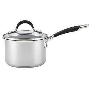 Circulon Momentum Stainless Steel Sauce Pan/Saucepan with Lid, 2 Quart, Silver