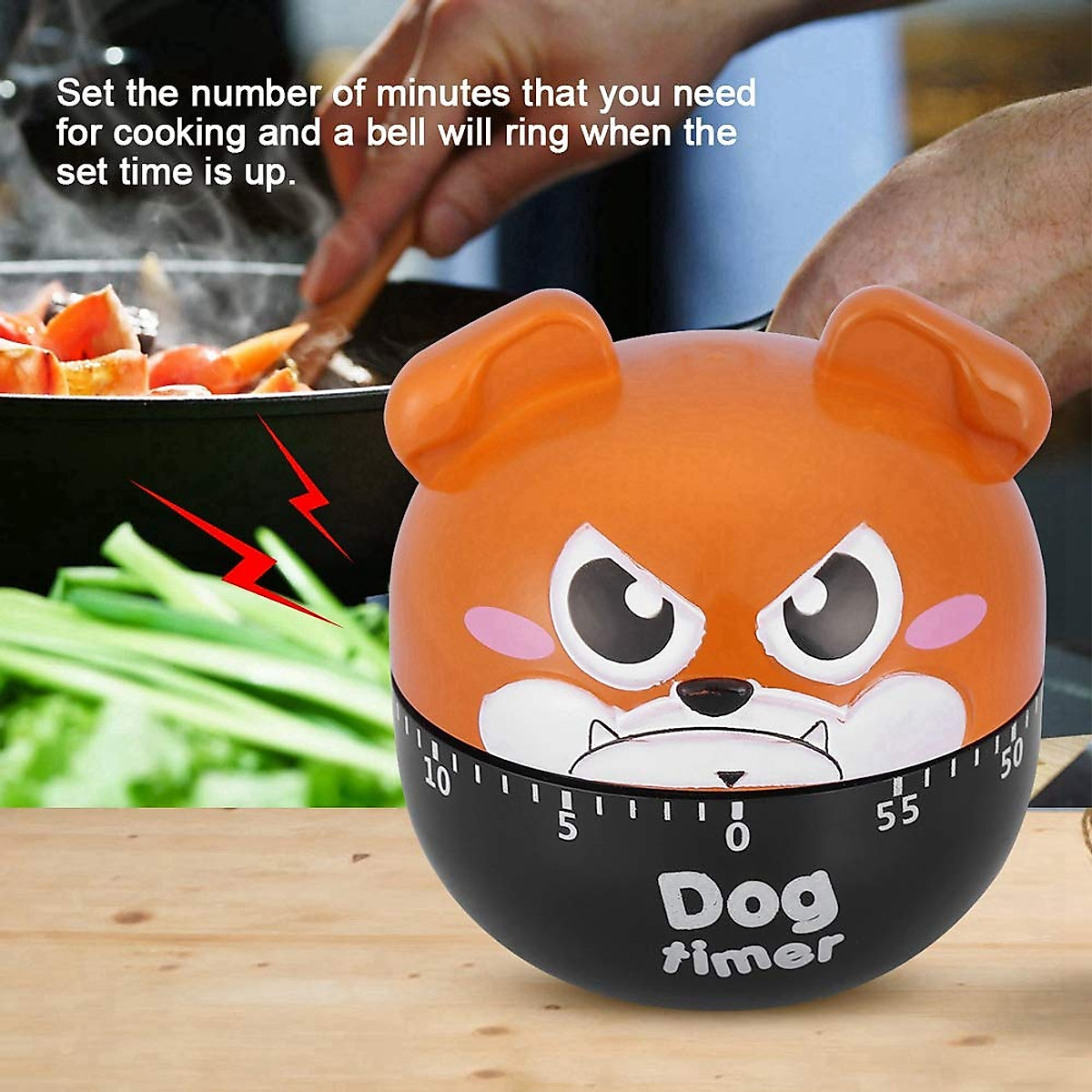 Mechanical Kitchen Timer Cute Dog Shape 55-Minute Countdown Timer No Battery Required Clock Cooking Baking Reminder Timing Tool(Brown)