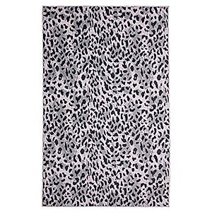 Furnish my Place Leopard Print Area Rug - 3 ft. 6 in. x 5 ft. 6 in, Ligh Grey, Rectangular Accent Rug with Contemporary Design