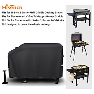 Hisencn 28 inch Griddle Cover for Blackstone 2 Burner Grill Griddle Cooking Station, Also Flat Top Gas Grill Station Adventure Ready 1517 1555 1605 1815 1819 1856 1853 with Support Pole