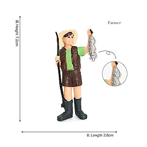 DOYIFun 6 Pcs Realistic Farmer People Model Figures Toy Playset, Plastic Farm Keeper Figurines Preschool Educational Learn Cognitive Toys for Toddlers Kids