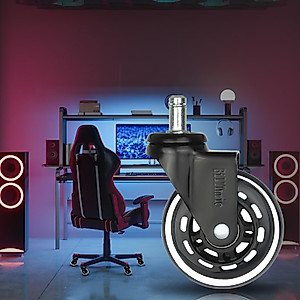 Office Chair Caster Wheels Set of 5,Replacement Rubber Casters for Office Chair and Gaming Chair, Universal Fit Stem Office Chairs Wheels for Hardwood Floor Heavy Duty Stem Caster Wheels