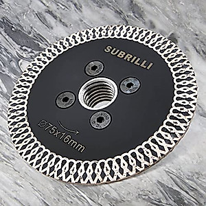 SUBRILLI 3 Inch Diamond Saw Blade Turbo Segment Carving Cutting Disc with Removable 5/8-11 Thread for Stone Granite Tiles