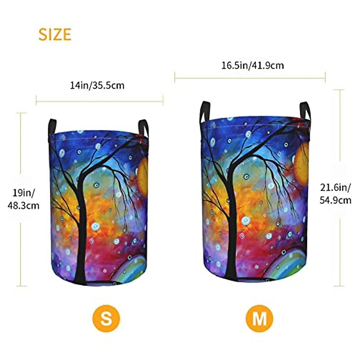 UMBRELO Life Tree Large Laundry Hamper, Colorful Laundry Basket Dorm Creative Trees Dirty Cloth Hampers Waterproof With Leather Handle, For Bathroommedium