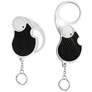 Zonon 5X Pocket Magnifying Glass Handheld with Light, Mini Illuminated Folding Magnifier Lighted Magnifier for Reading, Inspection, Low Vision, Flip Open Lens with Battery Cover?2 Pieces?