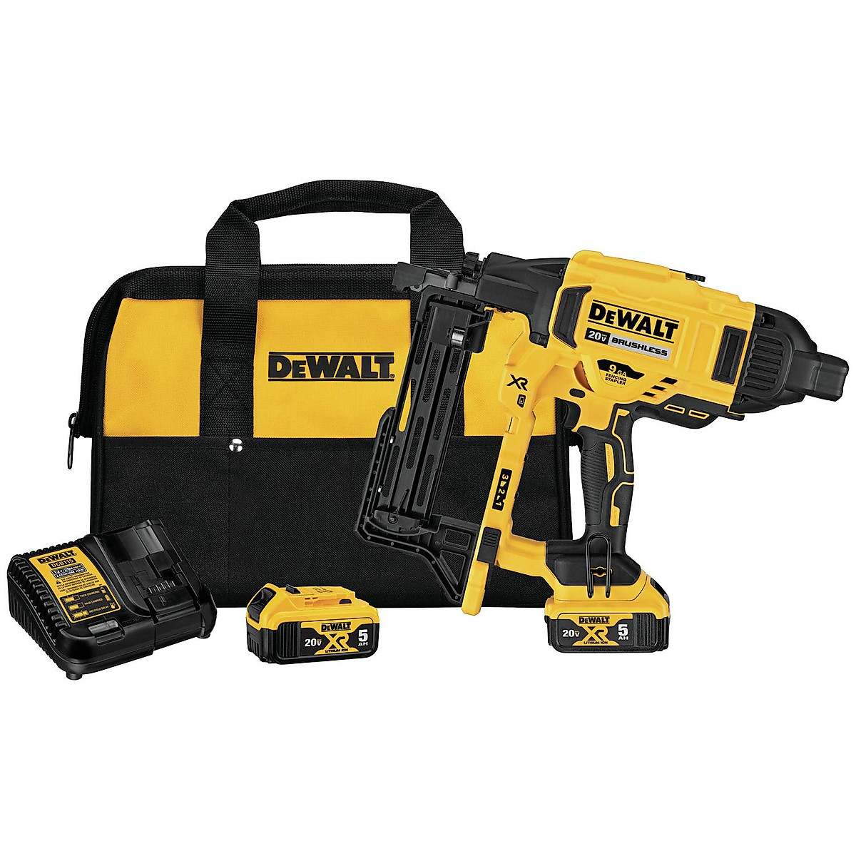 DEWALT 20V MAX* XR Crown Stapler, Cordless Fencing Kit, 9GA (DCFS950P2)