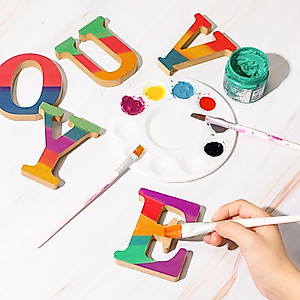 4 Inch DIY Wooden Letters for Crafts Easter Alphabet Letters for Table Decoration Paintable Decorative Letters Standing Letters Slices Sign Board Decoration for Craft Home Party Projects (E Style)