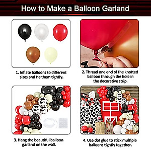 Cow Balloons Garland Arch Kit, Red White Black Cow Print Farm Animal Theme Party Balloon Garland Arch Kit Red Balloons for Kid's Birthday Party Baby Shower Party Supplies