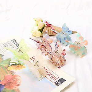 NAISIER Hair Claw Butterfly Tortoise Shell Jaw Clips 2.3 inch Beautiful Hair Accessories for Girls and Women. (Mixed color, 6 pack)