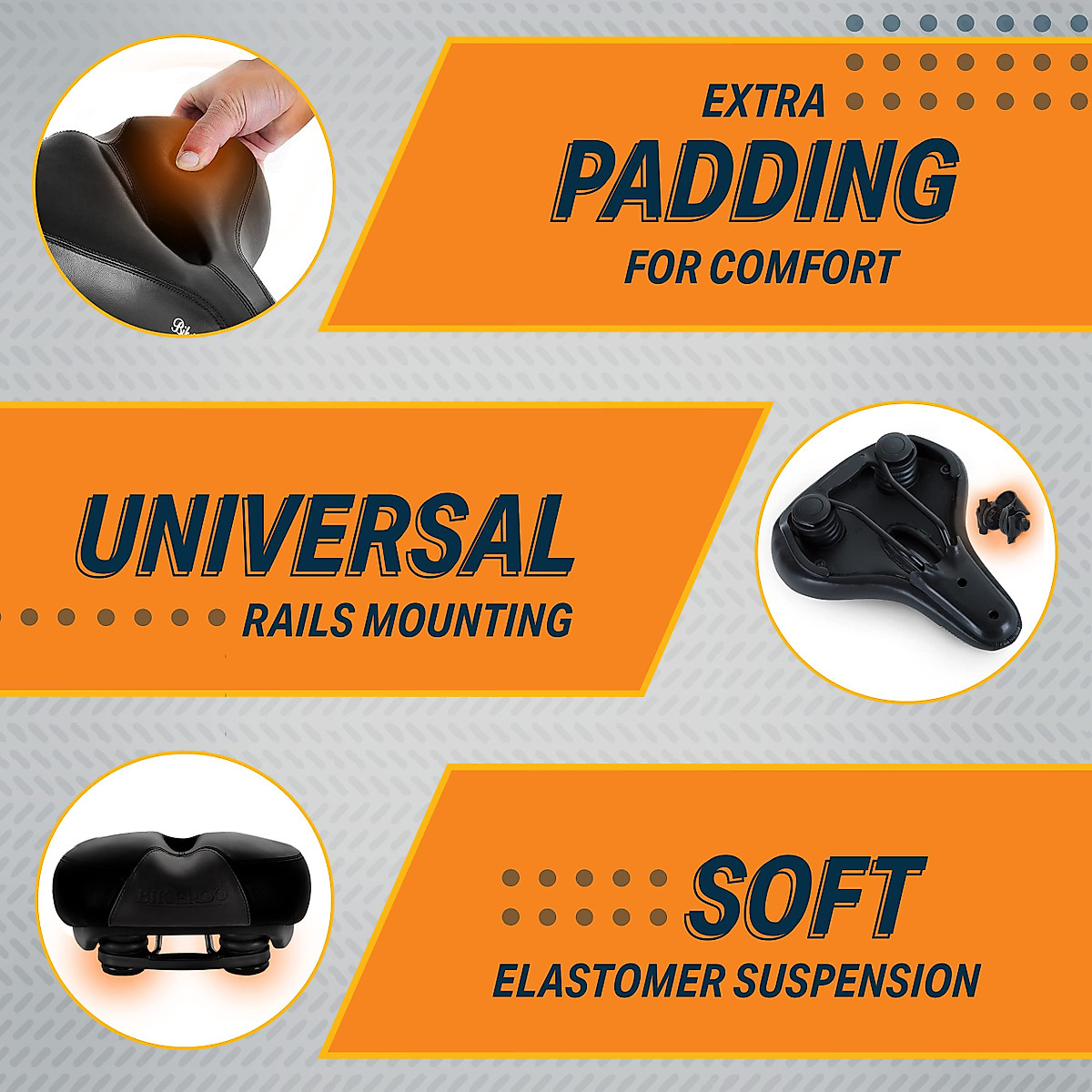 Bikeroo Bike Seat Cushion for Women - Universal Memory Foam Bicycle Seat for Mountain, Road, Exercise Bike - Comfortable Padded Bike Saddle Replacement w/Shock Springs, Black