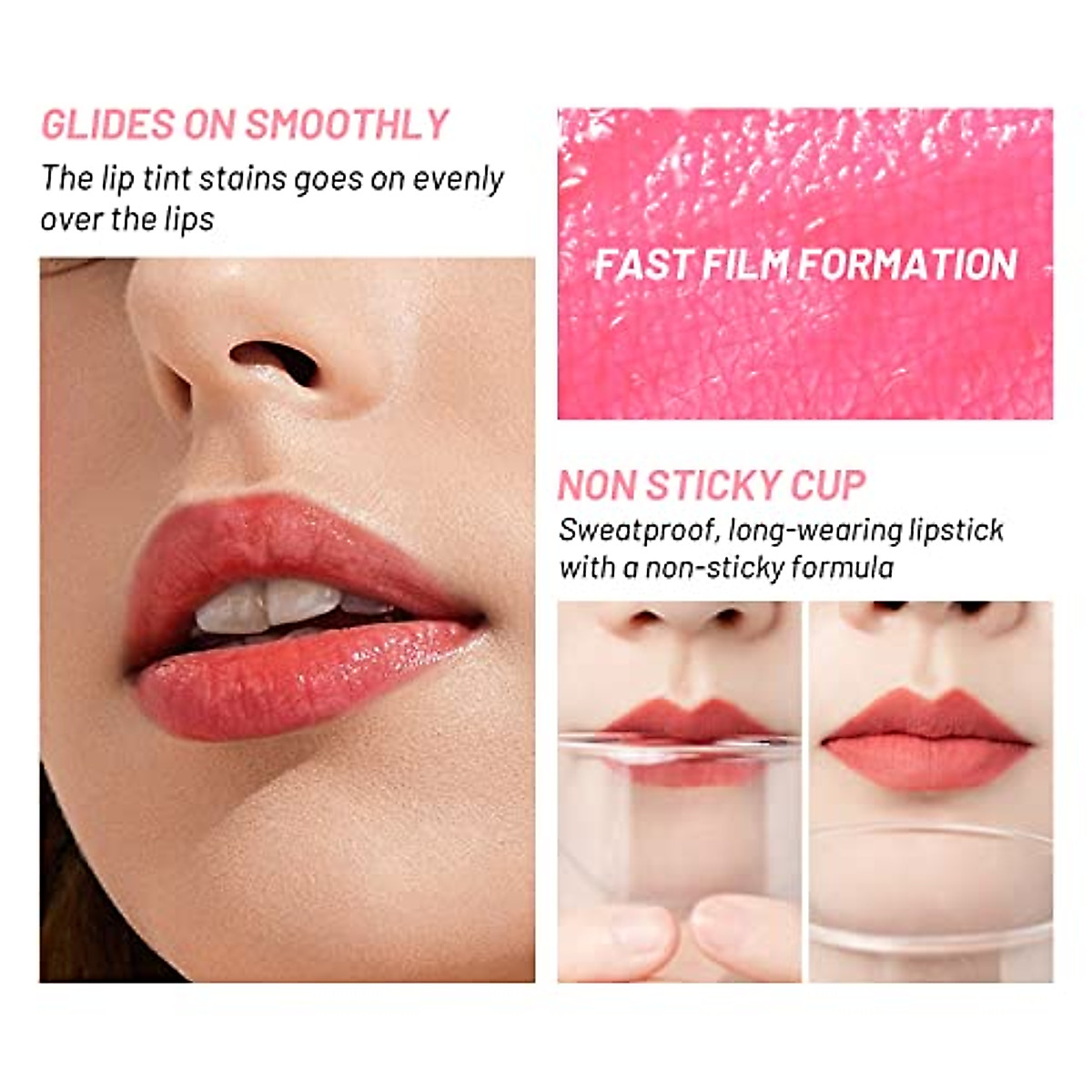 FREEORR 5 Colors Lip Tint Stain Set, Blusher Water Tint Makeup, Lip Stain Waterproof Long Lasting, Hydrating Fruity Dyeing Liquid Tint For Lips, Lip Tint For Girls and Women