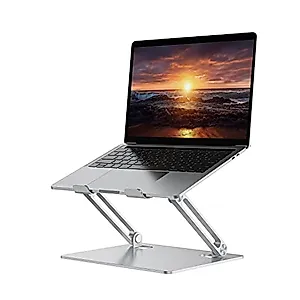 Ergopollo Laptop Stand for Desk with Stable Heavy Base, Adjustable Height, Ergonomic Heavy Metal Riser Holder, Foldable Mount Elevator, Compatible with 10 to 15.6 Inches Notebook Computer