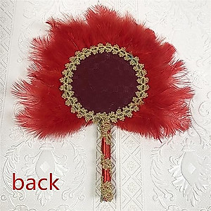 Folding Hand Fans 1pcs One-Sided African Turkey Feather Hand Fan for Dance Eventaille Mariage Wedding Decoration Hand Fan Nigerian Feathers Fan Weddings Folding Fans Chinese Fans Japanese Fans ( Color