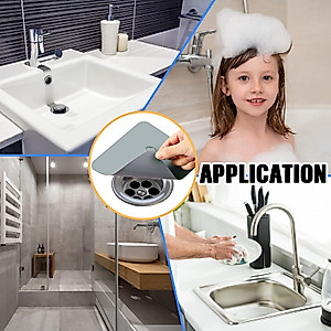 6 Pcs Shower Drain Cover Silicone Floor Drain Cover Anti-Odor Mat for Shower Tub Stopper Shower Drain Cover for Bathtub Kitchen Laundry Sink Accessories White and Grey (5.79 x 5.79 Inch)