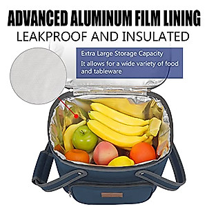 NUPTSE Insulated Picnic Basket Portable Collapsible Picnic Basket Cooler for 3-4 Persons Cooler Bag Insulated Grocery Bag with Two Handles for Travel